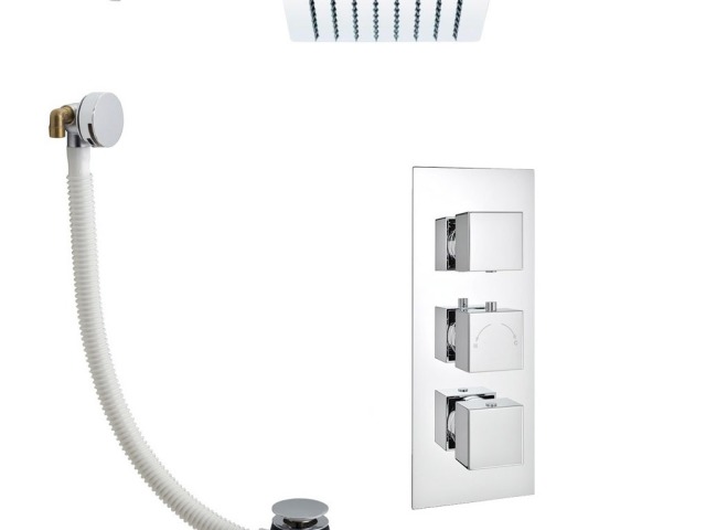 Supersonic Slimline Triple Thermostatic Shower Pack inc Bath Filler ...